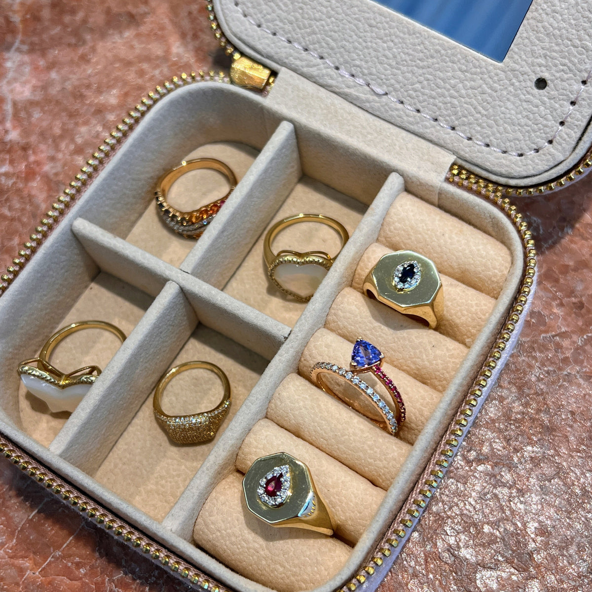 Octagon Marquise Cut Blue Sapphire Diamond Halo Signet Ring – G&S